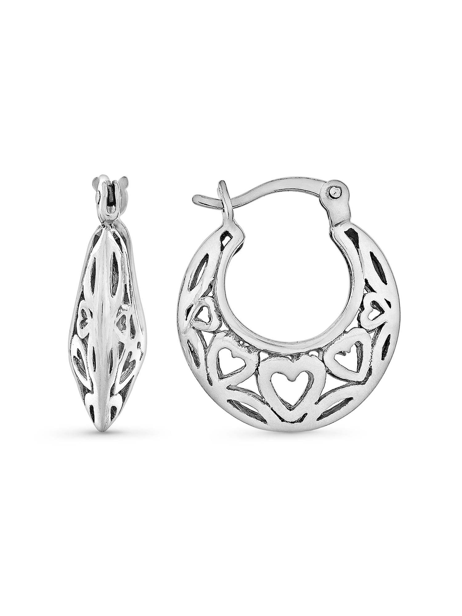 Sterling Silver Graduated Open Hearts Hoop Earrings - Walmart.com