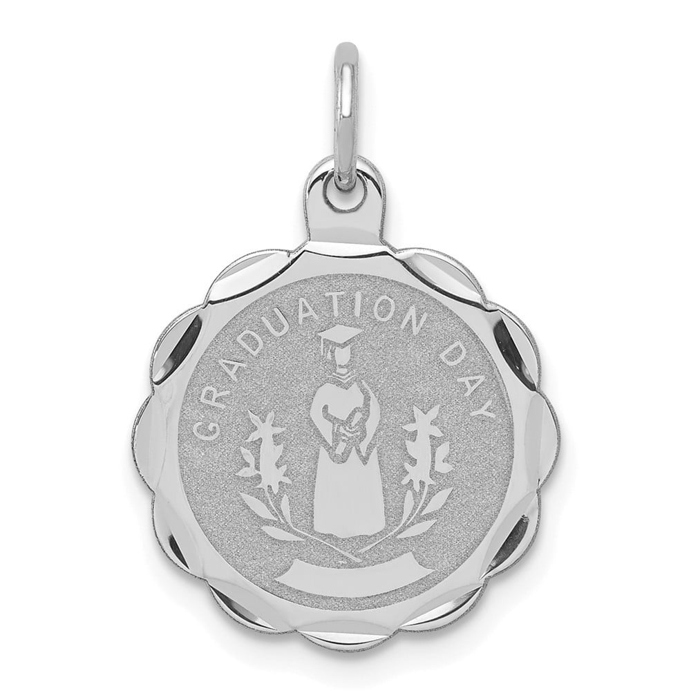 Sterling Silver Graduation Day Disc Charm - .9 Grams - Measures 23x17mm ...