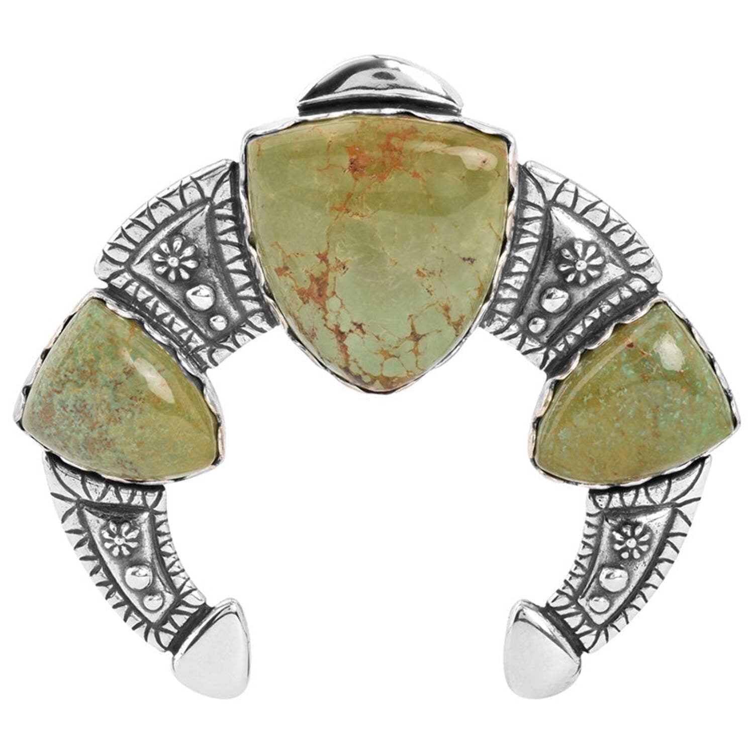 Sterling Silver Green Turquoise Arrowhead Naja Pendant Enhancer ...