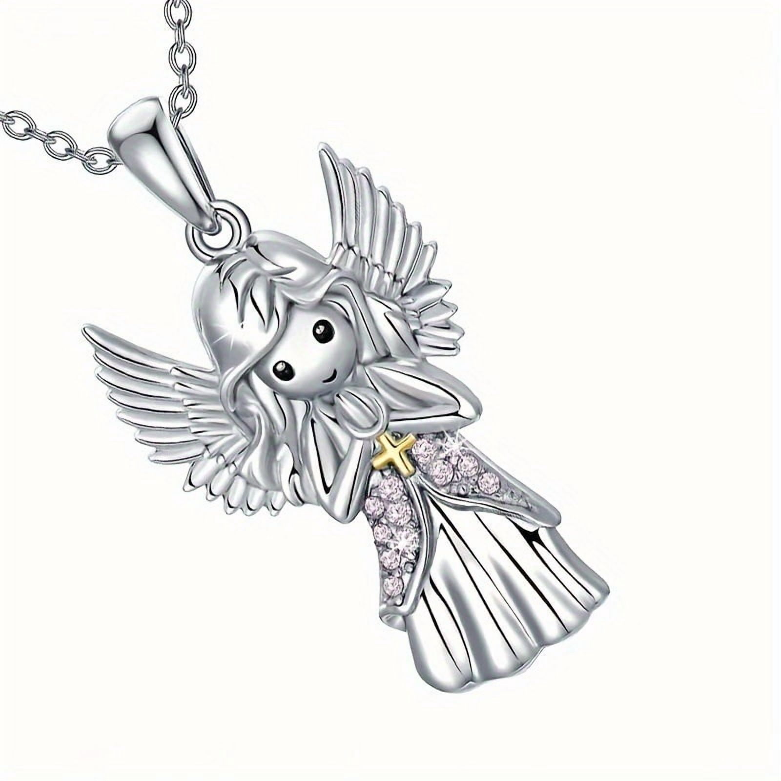 Sterling Silver Guardian Angel Necklace Embellished with Crystals from ...