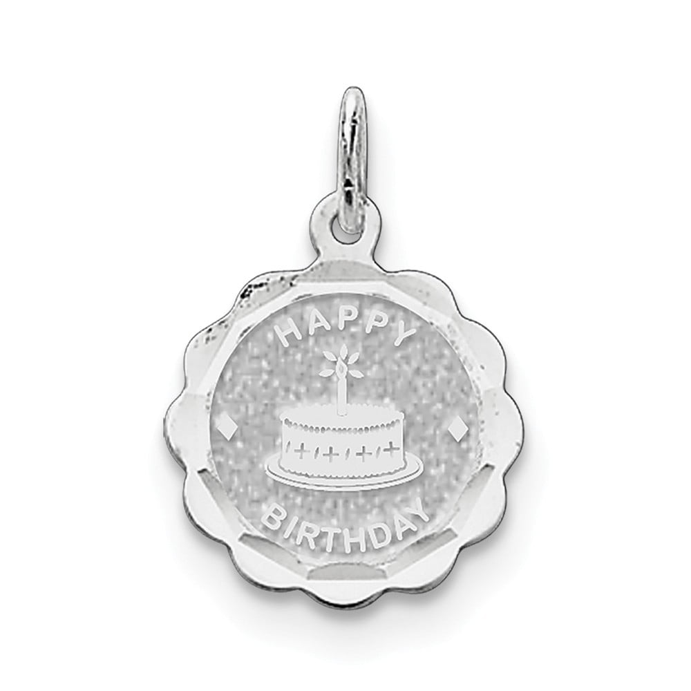 Sterling Silver Happy Birthday Disc Charm - .9 Grams - Measures 22x15mm ...