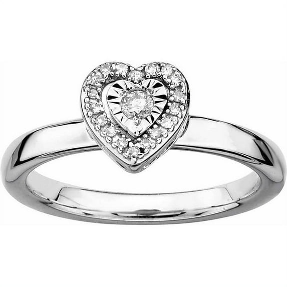 Sterling Silver Heart Diamond Ring - Walmart.com