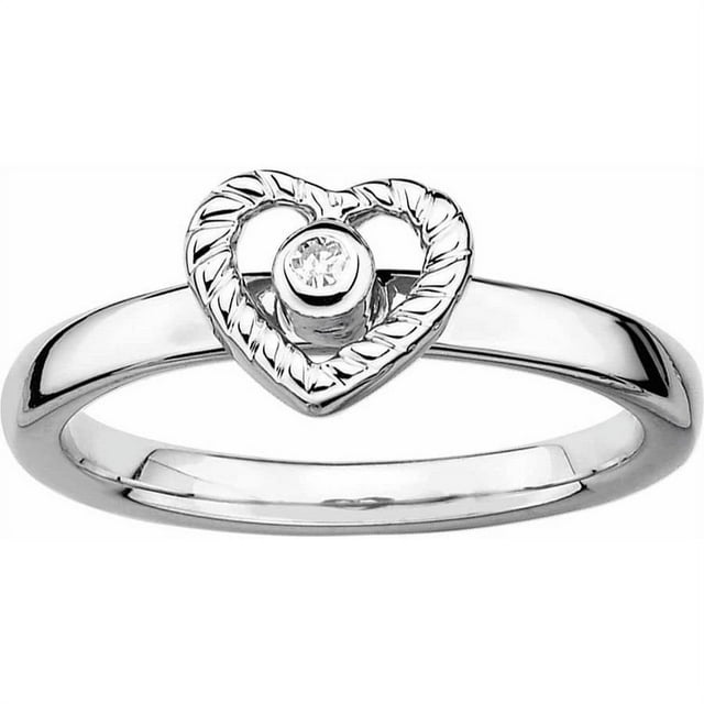 Sterling Silver Heart Diamond Ring - Walmart.com