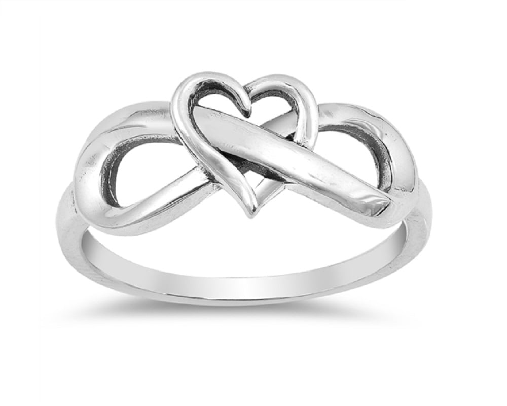 Sterling Silver Heart Infinity Design Ring - Walmart.com