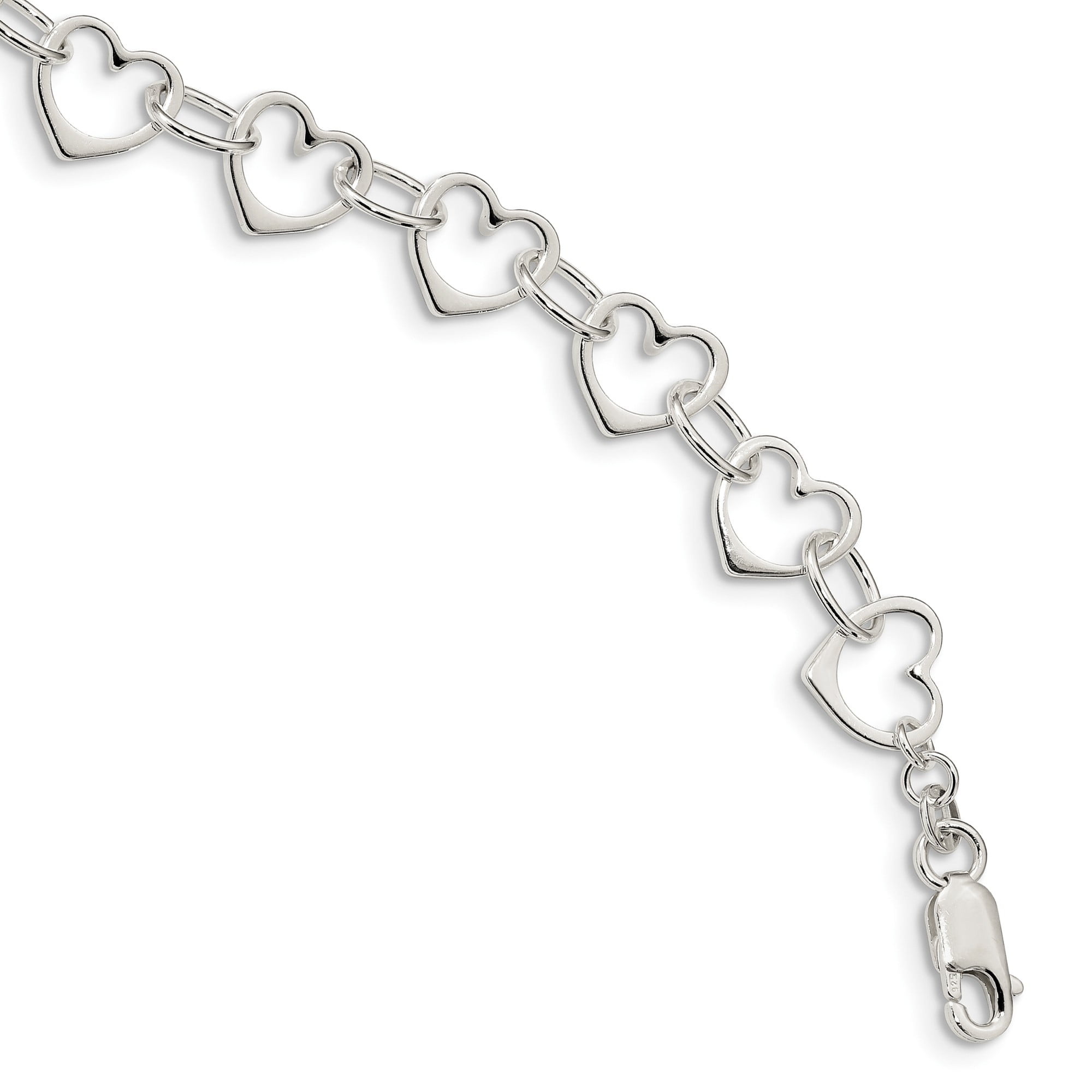 Sterling Silver Heart Link Bracelet - Walmart.com