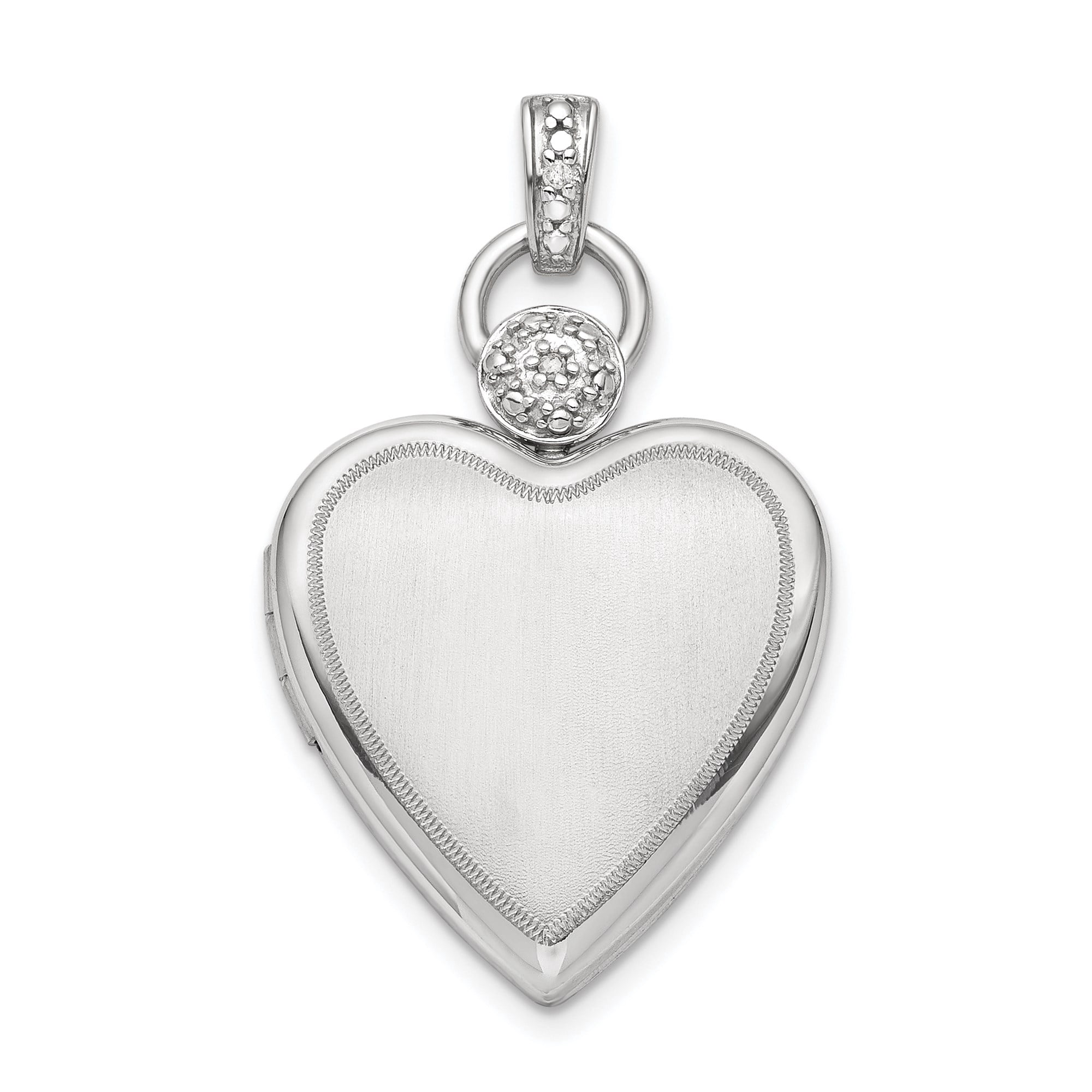 Sterling Silver Heart Locket Necklace for Women with Brushed Center ...