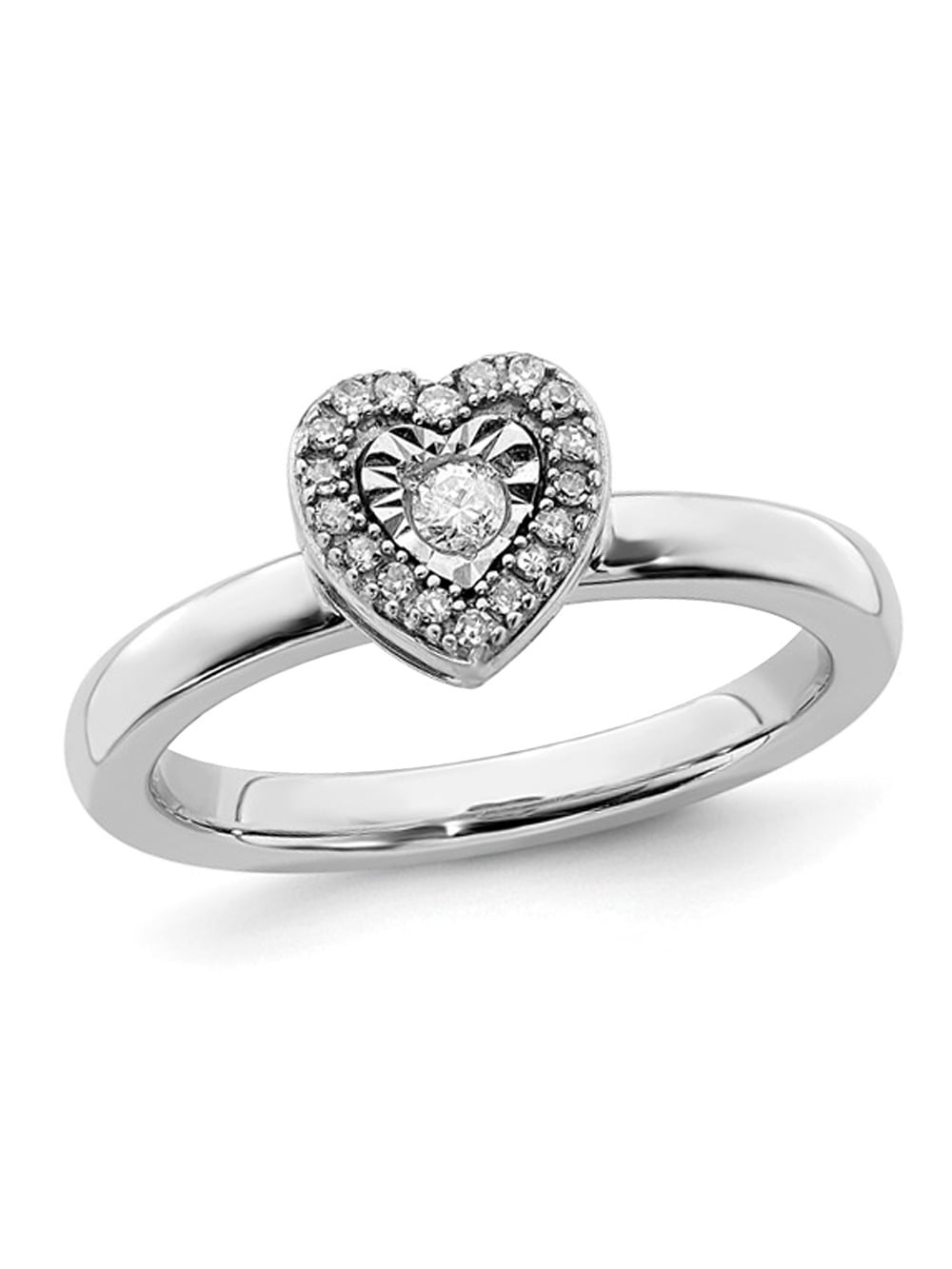 Sterling Silver Heart Promise Ring with Diamond Accent - Walmart.com