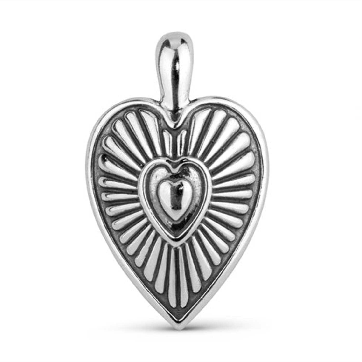 Sterling Silver Heart Ribbed Pendant Enhancer - Walmart.com