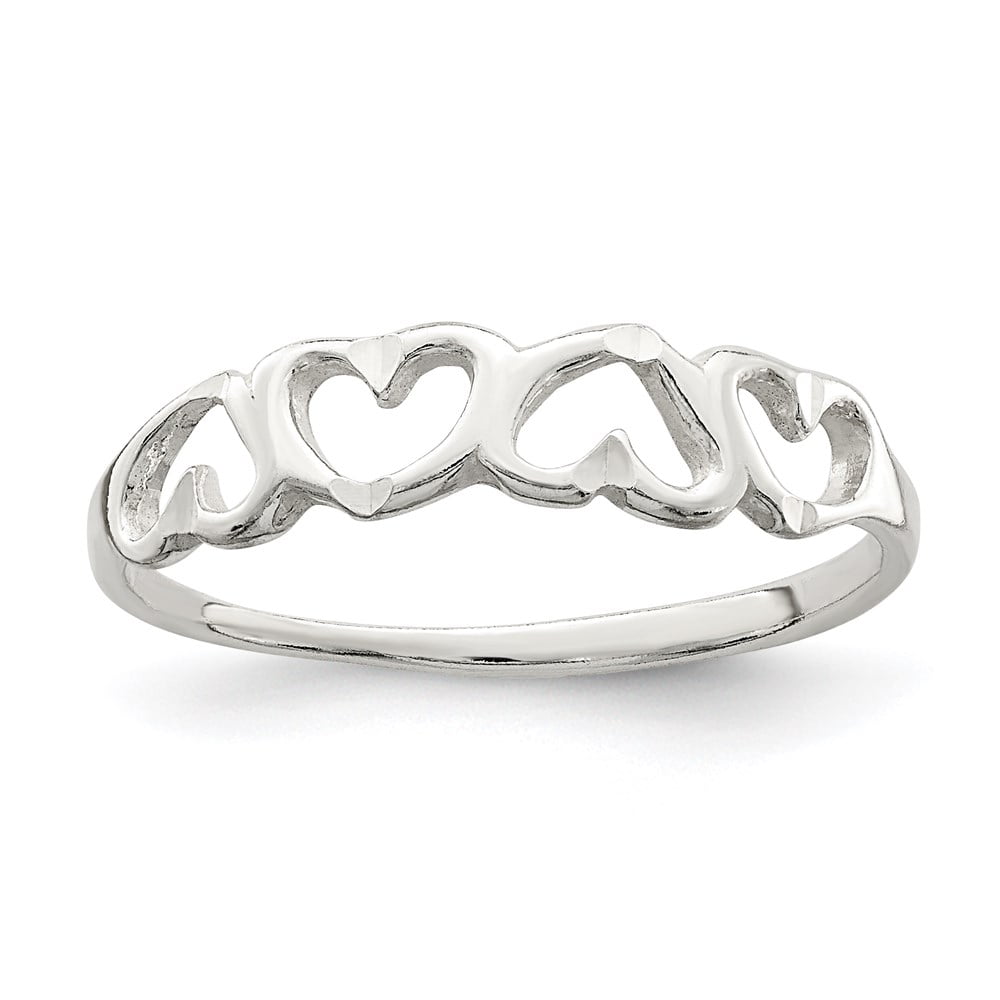 925 Sterling Silver Solid Polished Love Heart Ring Size 7 - 1.2 Grams ...