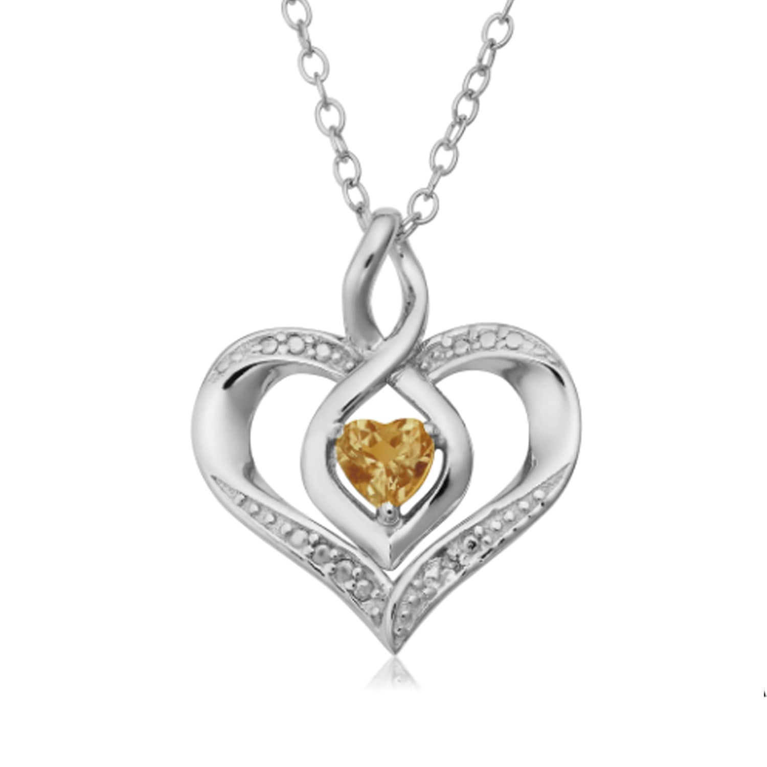 Sterling Silver Heart Shape Gemstone November Birthstone Necklace, 18 ...