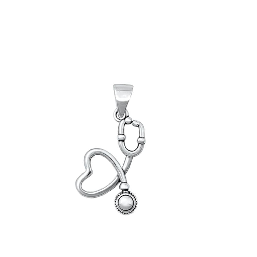 Sterling Silver Heart Stethoscope Pendant Doctor Nurse Medical Charm ...