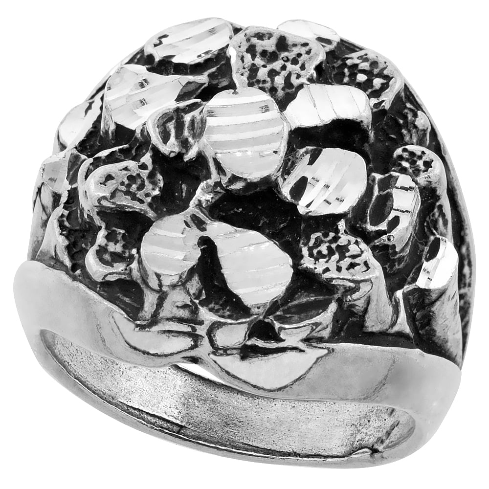 Sterling Silver Heavy Nugget Ring Oxidized Round Shape, size 10 ...