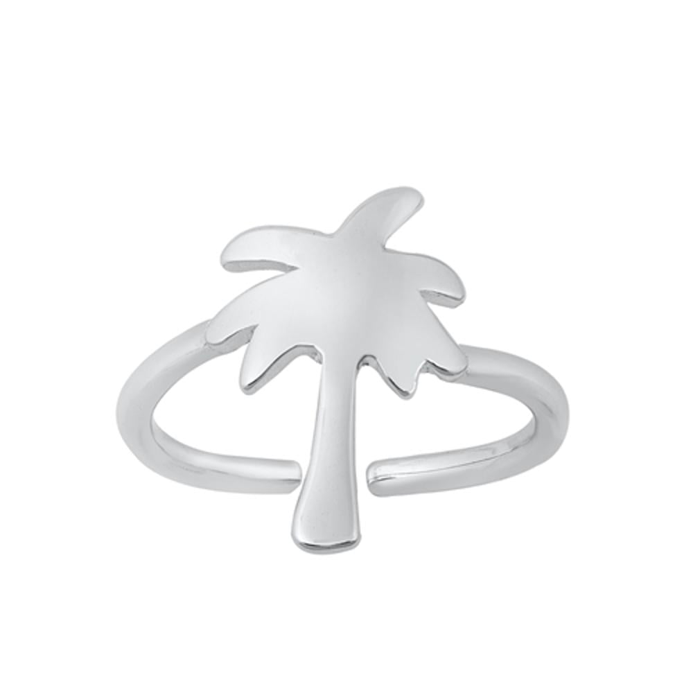 Sterling Silver High Polish Palm Tree Summer Beach Toe Ring 925 Midi ...