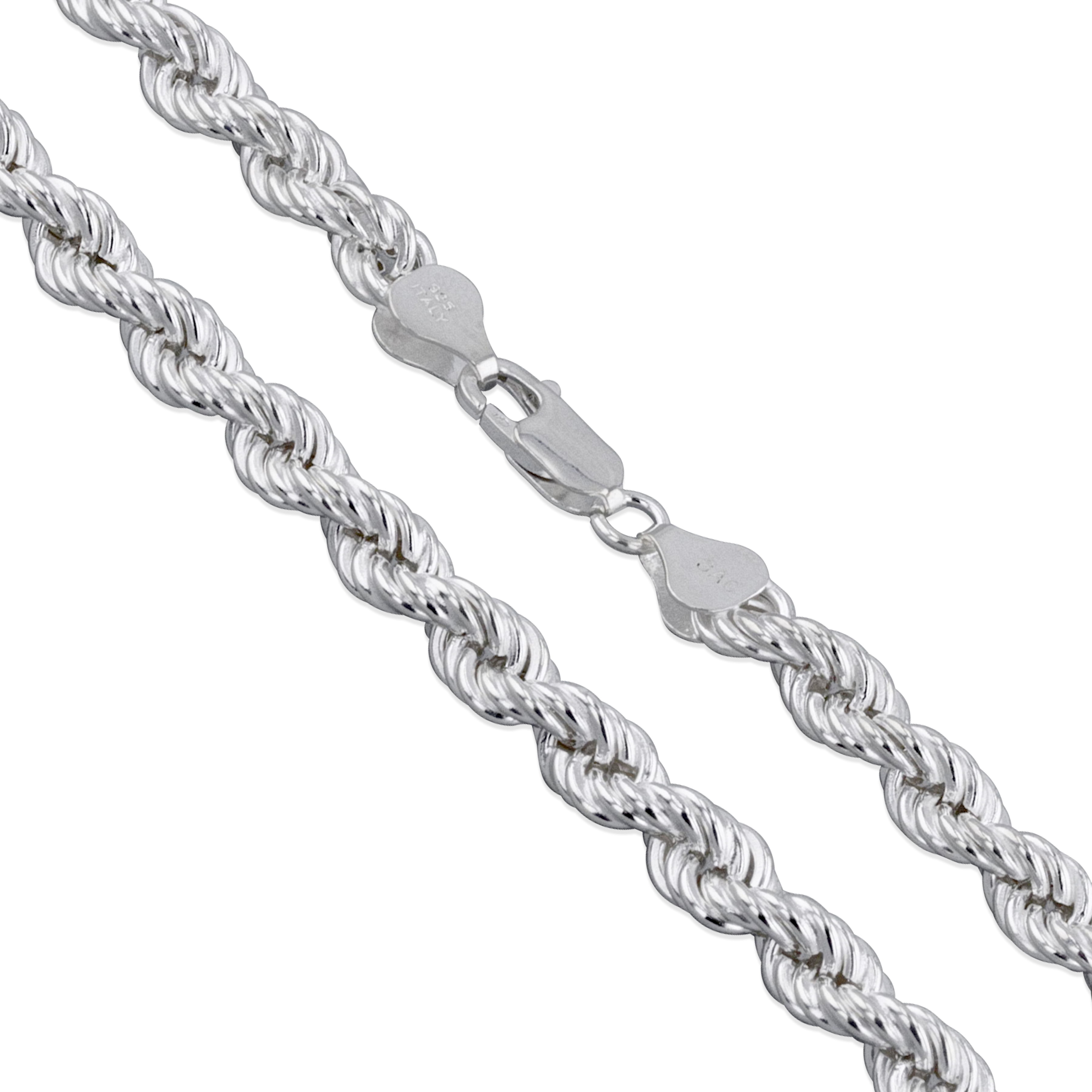 Sterling Silver Hollow Spiral Rope Chain 6mm Pure 925 Italy Men's Wide ...