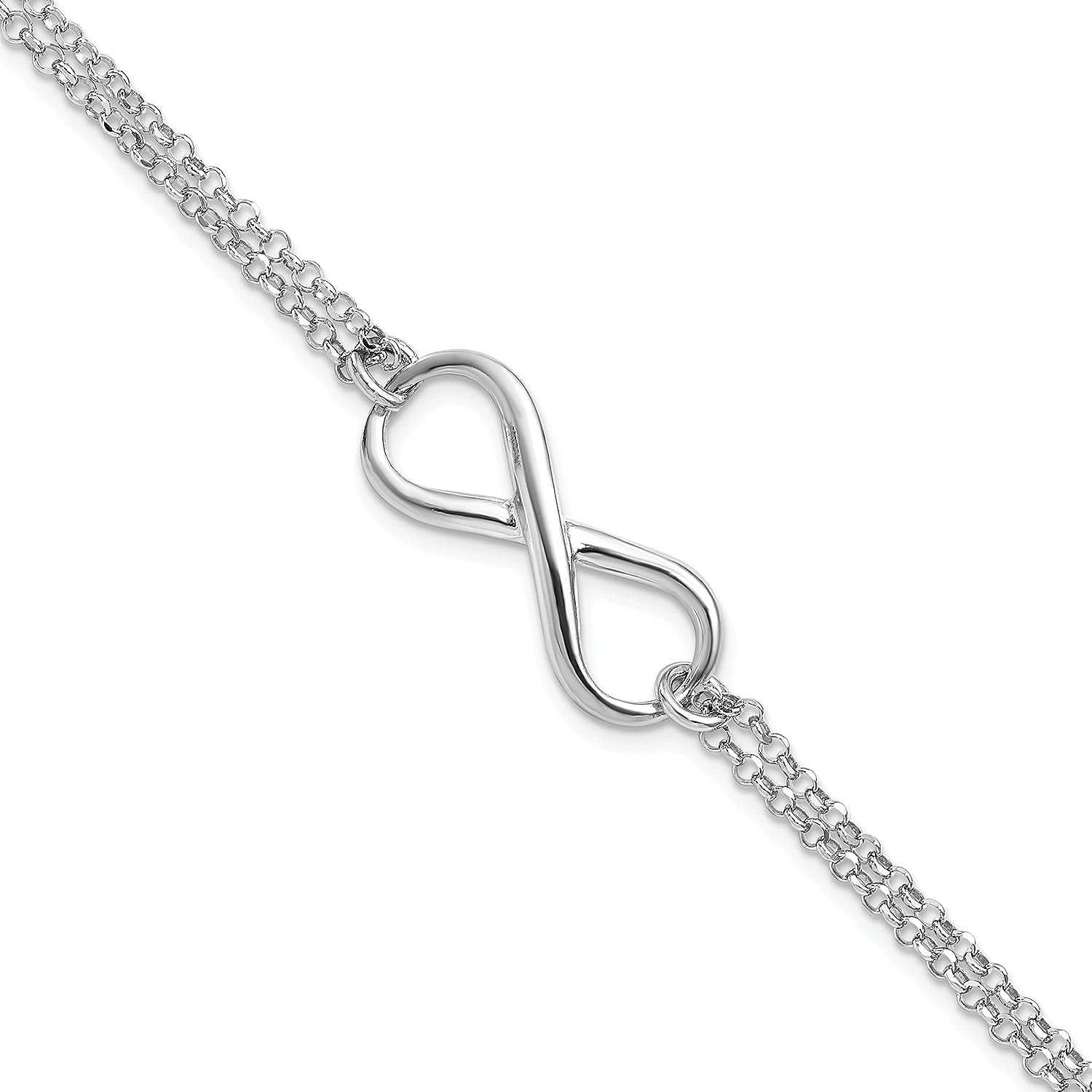 Sterling Silver Infinity Symbol Bracelet - 7.5"- Made In Italy ...