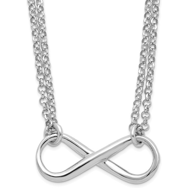 Sterling Silver Infinity Symbol Necklace - 18"- Made In Italy Chain ...