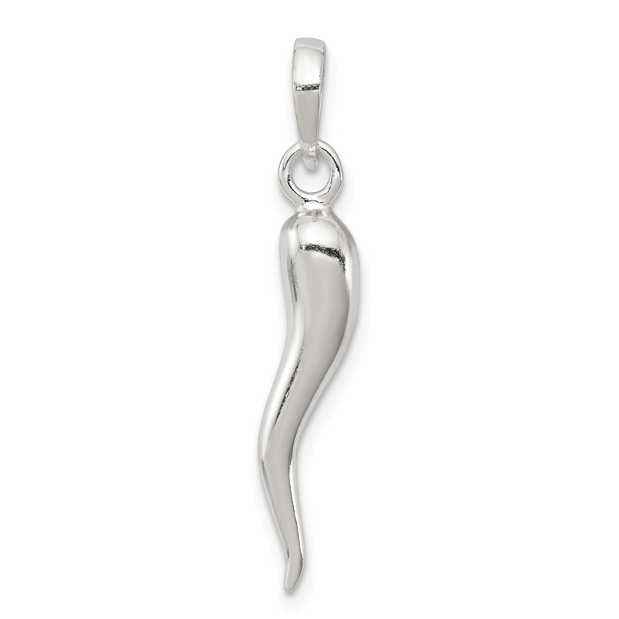 Sterling Silver Italian Horn Cornicello Pendant Necklace for Men and ...