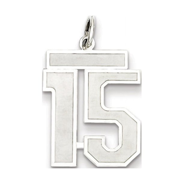 Sterling Silver, Jersey Collection, Medium Number 15 Pendant - Walmart ...