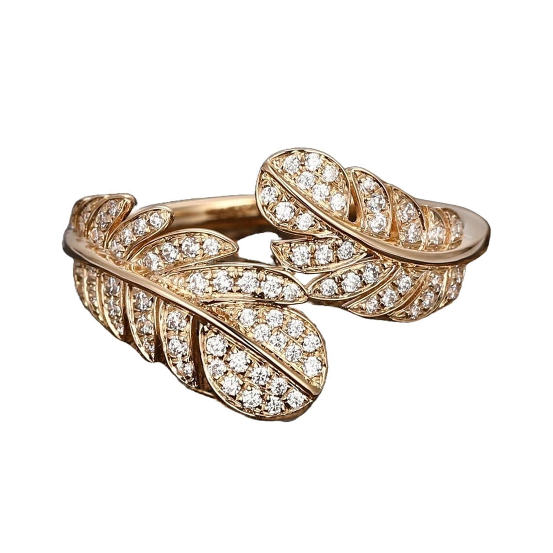 Sterling Silver Leaf Design Round Cut Cubic Zirconia Ring For Women ...