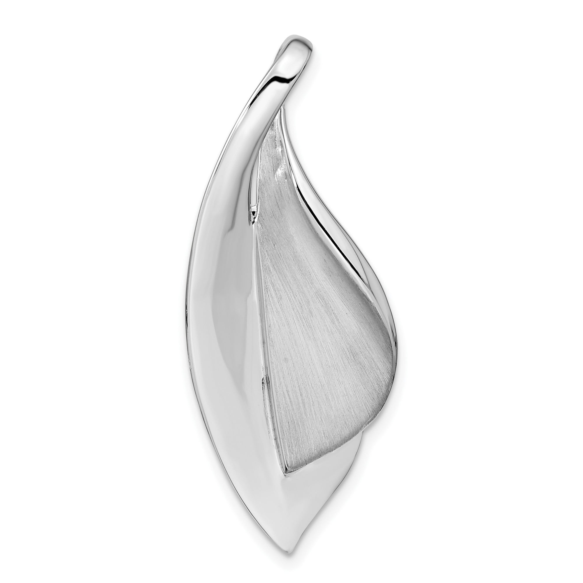 Sterling Silver Leaf Pendant Charm, Brushed and Polished Botanical ...