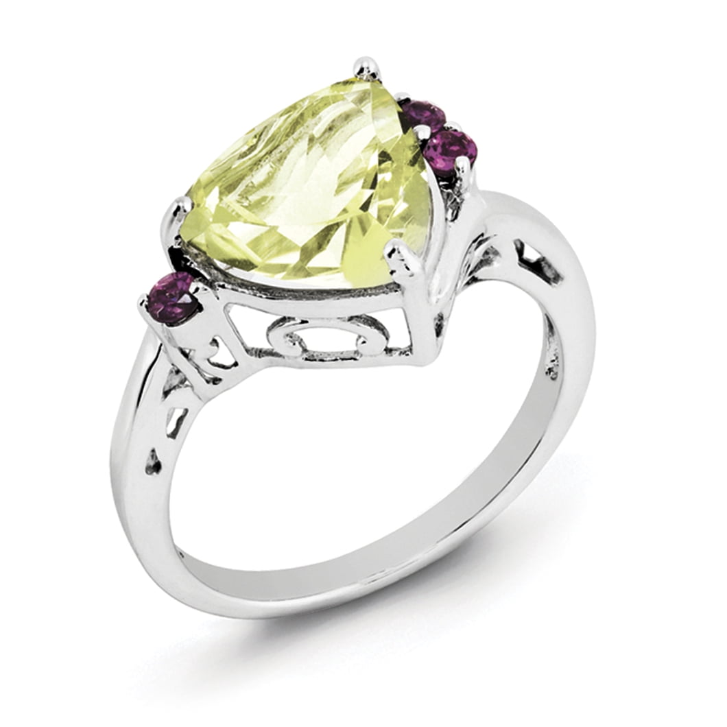 Sterling Silver Lemon Quartz & Rhdolite Garnet Ring. Gem Wt- 2.85ct - Walmart Business Supplies