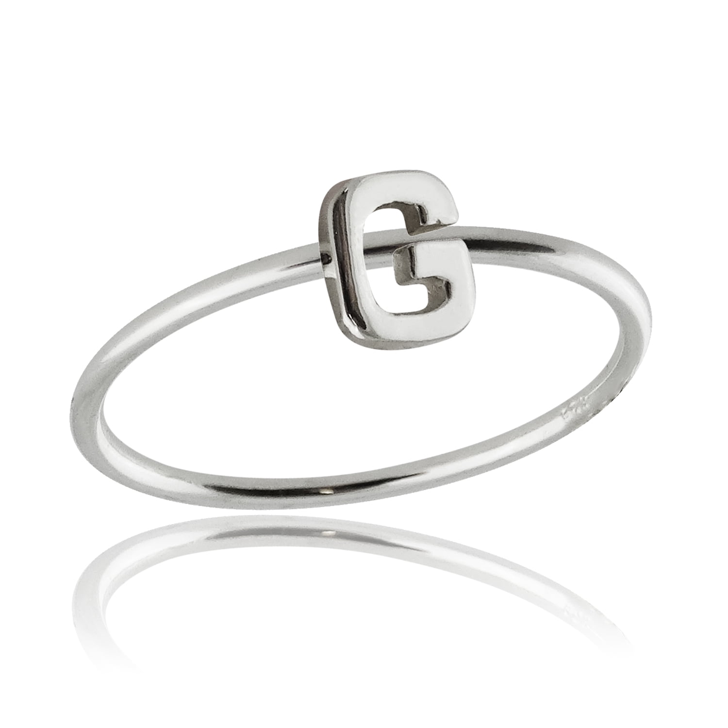 Sterling Silver Letter G Stacking Ring Band, Sizes 5, 6, 7, 8, 9, 10 (5 ...