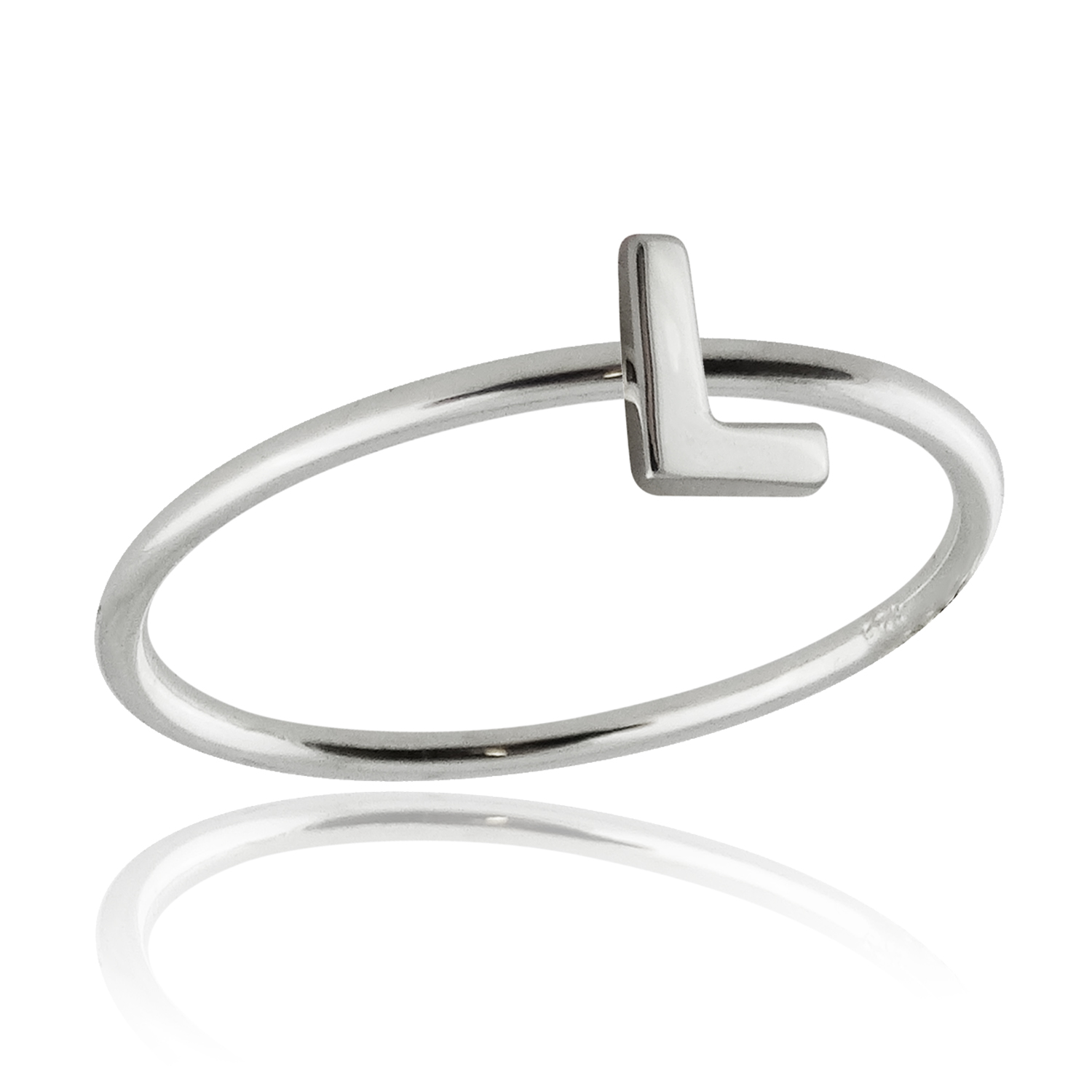 Sterling Silver Letter L Stacking Ring Band, Sizes 5, 6, 7, 8, 9, 10 (9 ...
