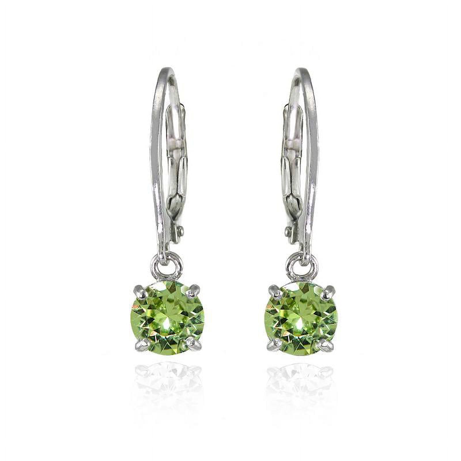Sterling Silver Light Green 6mm Round Dangle Leverback Earrings Made ...