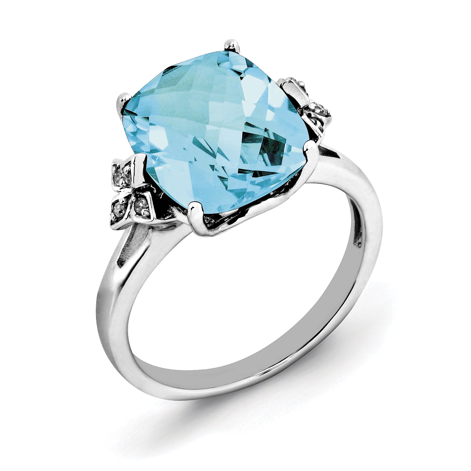 Sterling Silver Light Swiss Blue Topaz & Diamond Ring - Walmart.com