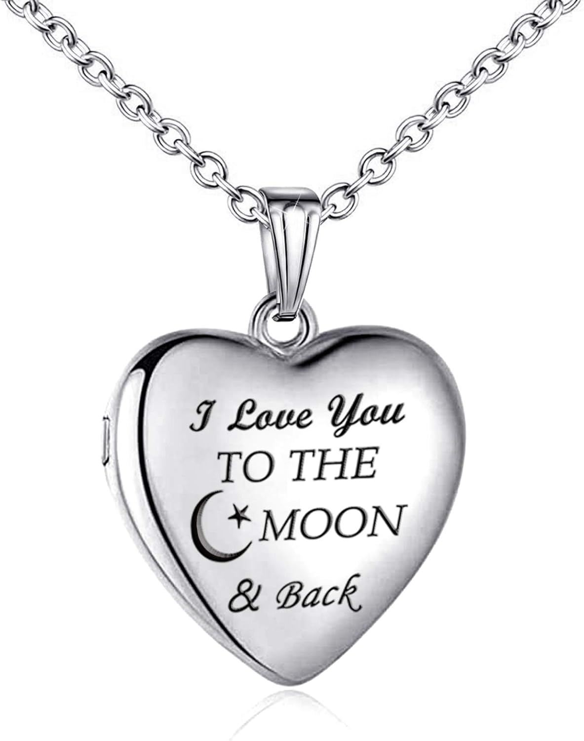 Sterling Silver Love Heart Locket Necklace That Holds Pictures Engraved ...