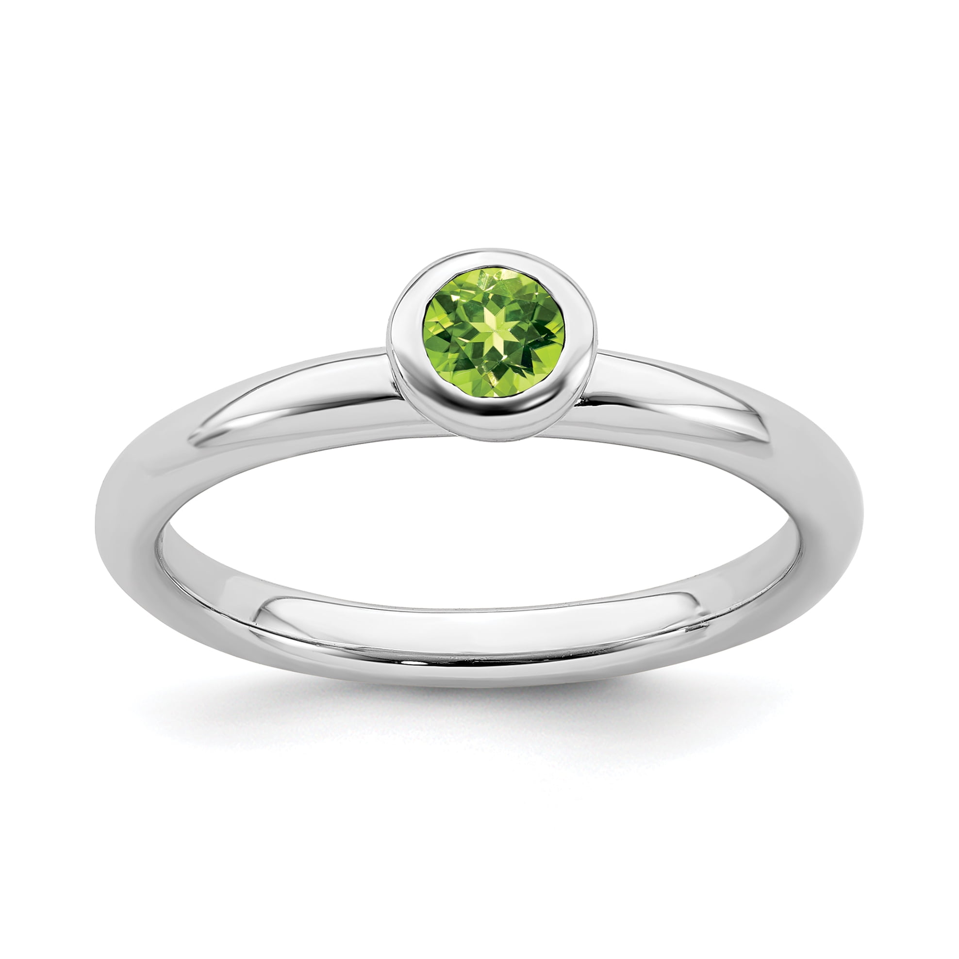 Sterling Silver Low 4mm Round Peridot Ring - Walmart.com