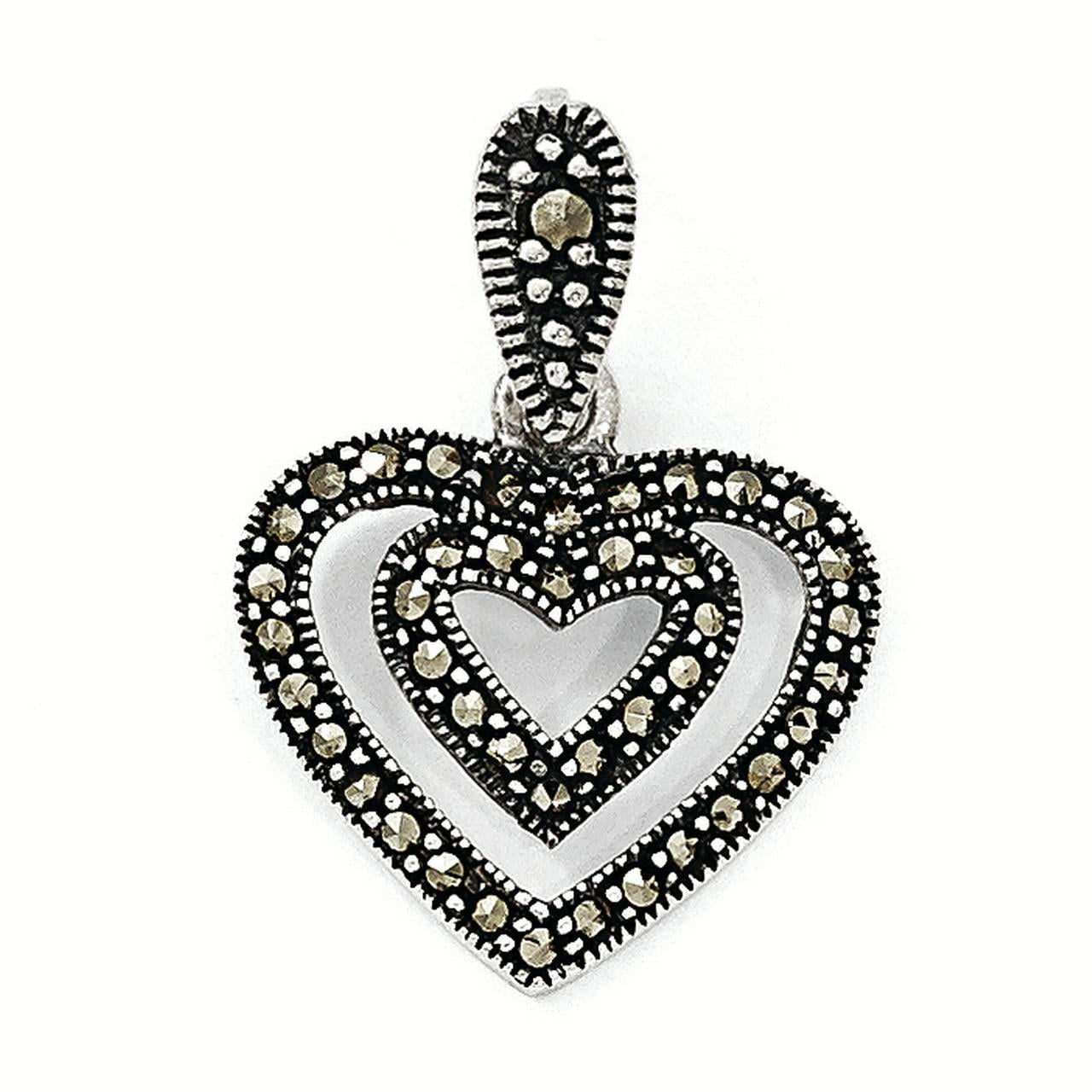 Sterling Silver Marcasite Heart Pendant - Walmart.com