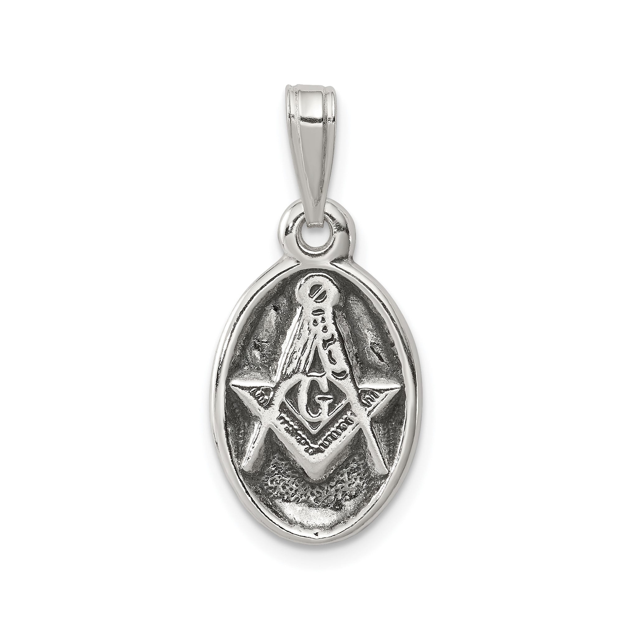 Sterling Silver Masonic Pendant Oval Medallion with Square and Compass ...