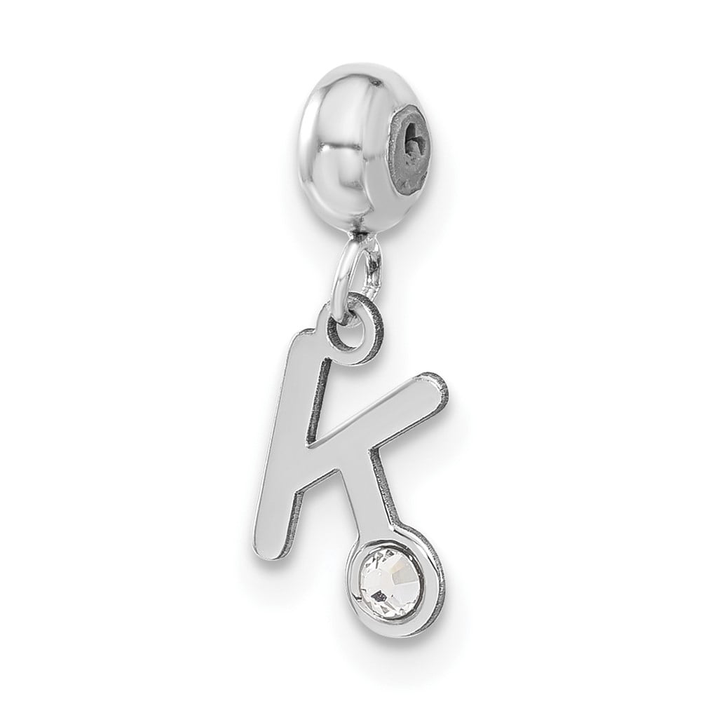 Sterling Silver MeMi Letter K w/Swarovski Crystal Charm Pendant ...