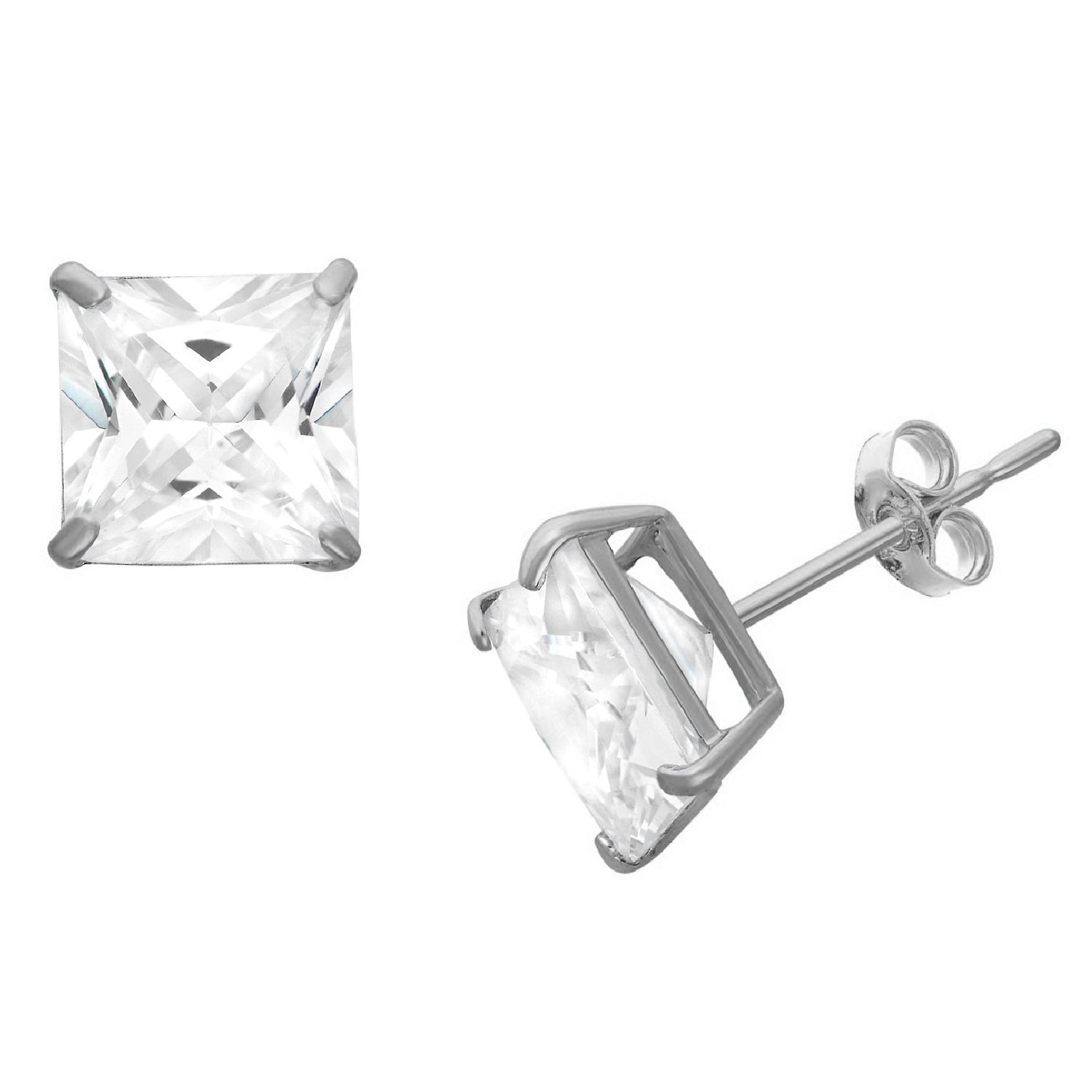 Sterling Silver Men's 8Mm Square Cz Stud - Walmart.com