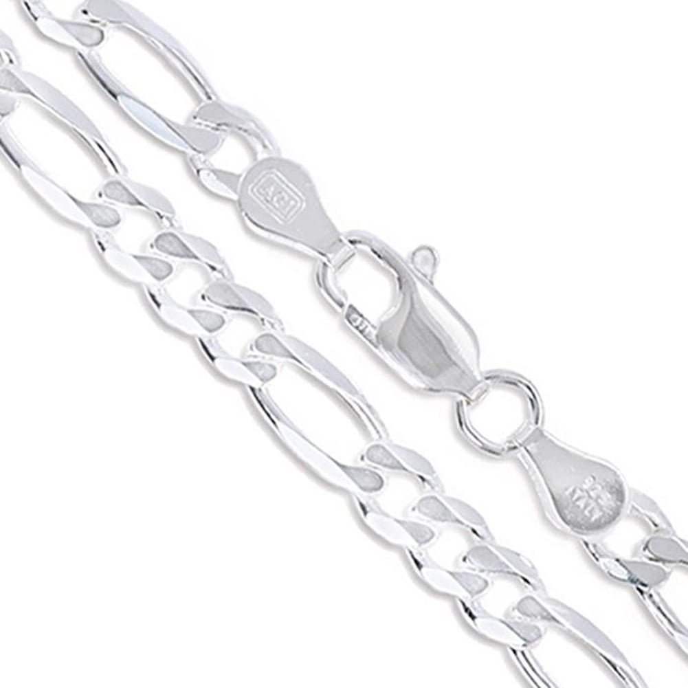 Sterling Silver Men's Diamond-Cut Figaro Link Chain 9.2mm Solid 925 ...