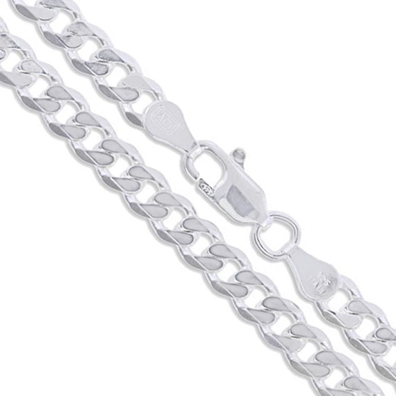 Sterling Silver Men's Heavy Curb Chain 6.8mm Solid 925 Italy Bracelet 8 ...