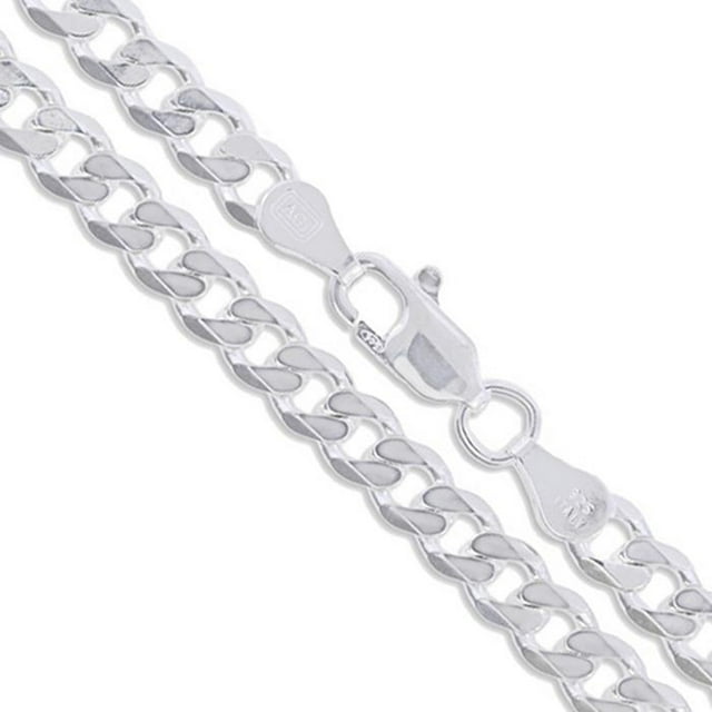 Sterling Silver Men's Heavy Curb Chain 6.8mm Solid 925 Italy Necklace ...
