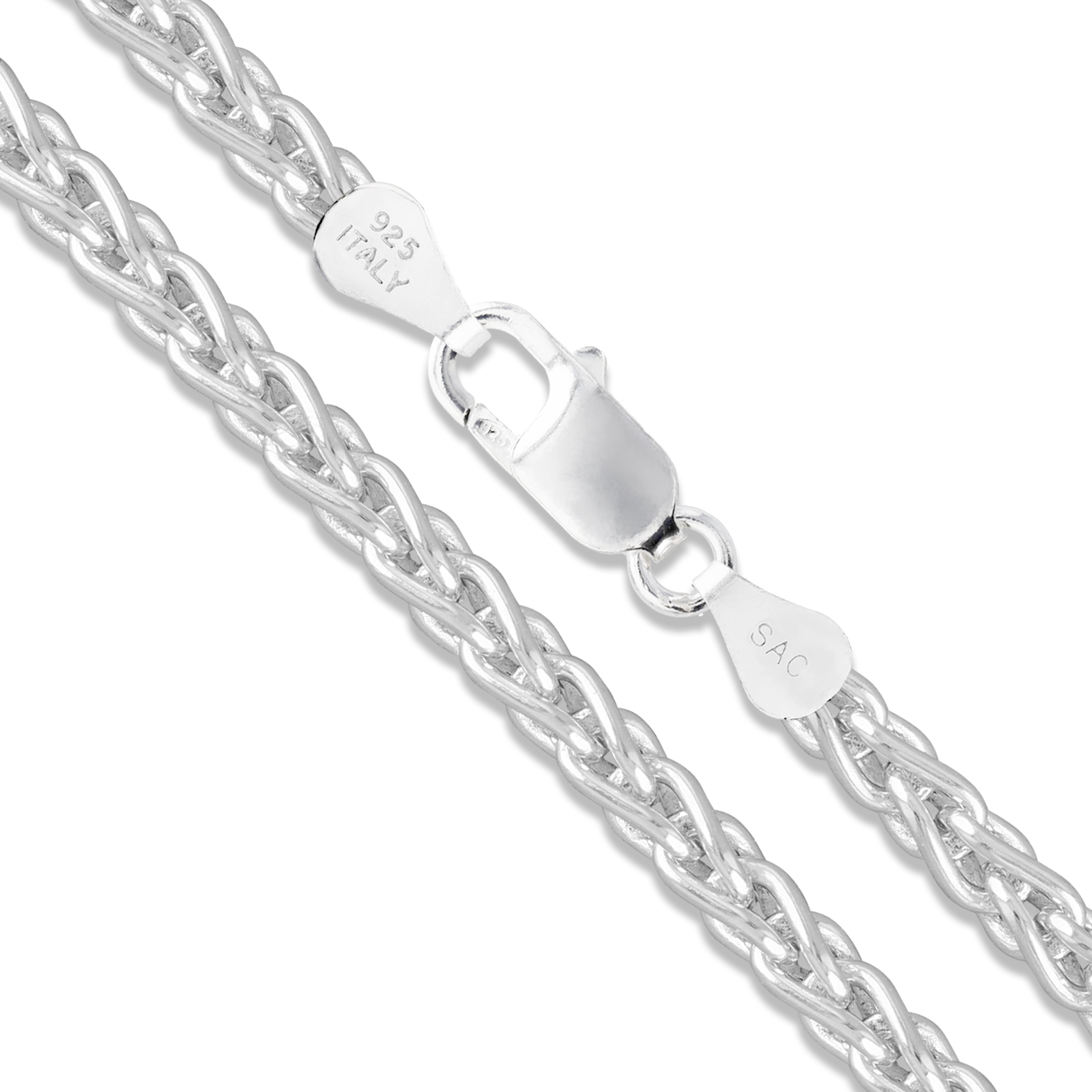 Sterling Silver Men's Heavy Wheat Chain 6mm Solid 925 Italy Foxtail ...