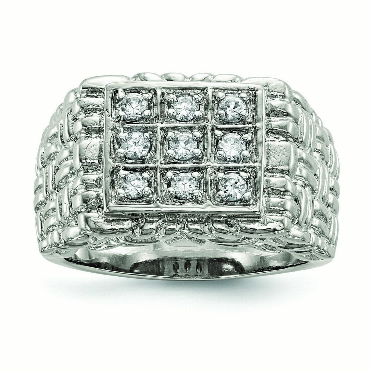 Sterling Silver Mens Cubic Zirconia Ring Ring Size 9 To 11