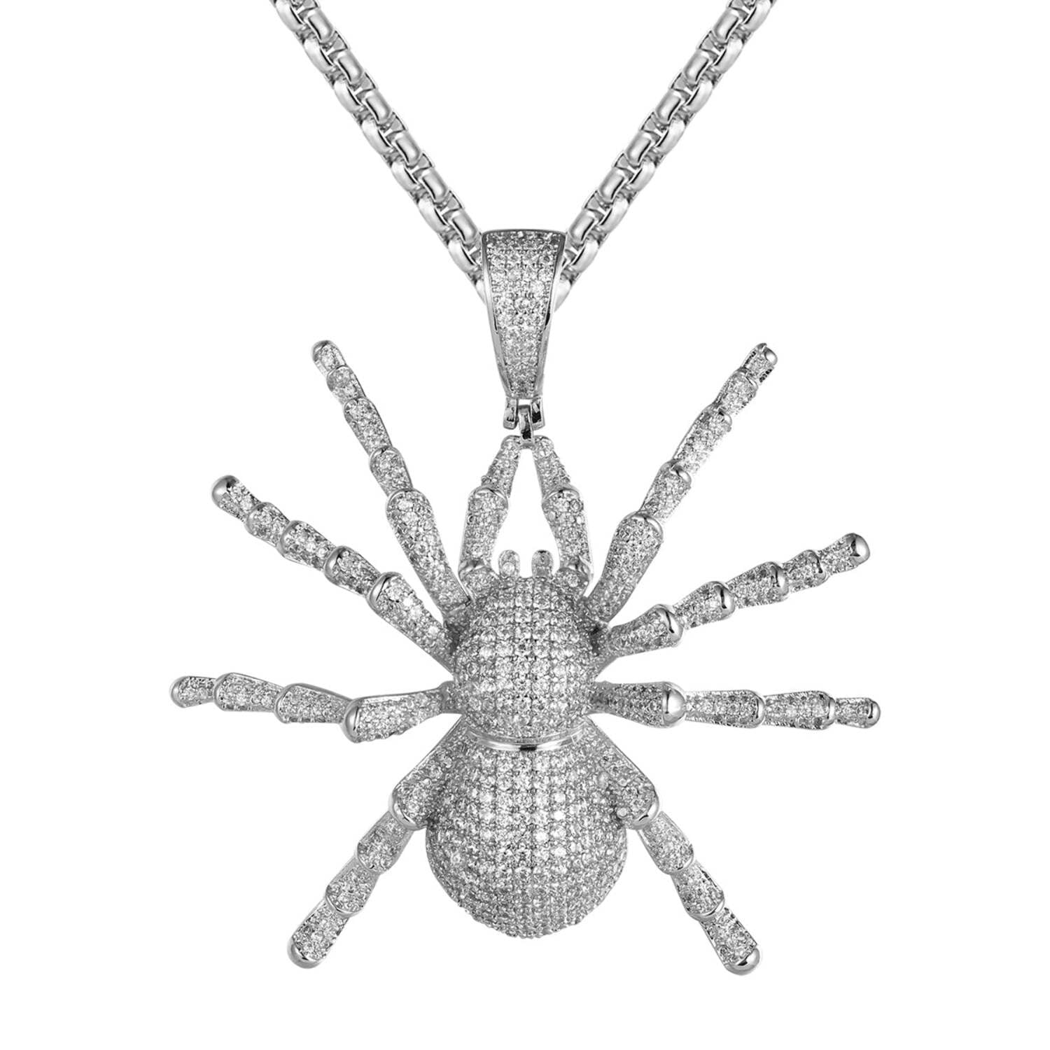 Sterling Silver Mens Spider Icy Custom Hip Hop Pendant - Walmart.com