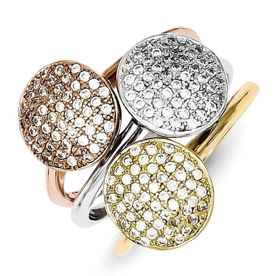 Sterling Silver Micro Pav Vermeil Polished Trio Stackable Ring QR4291 - Walmart.com