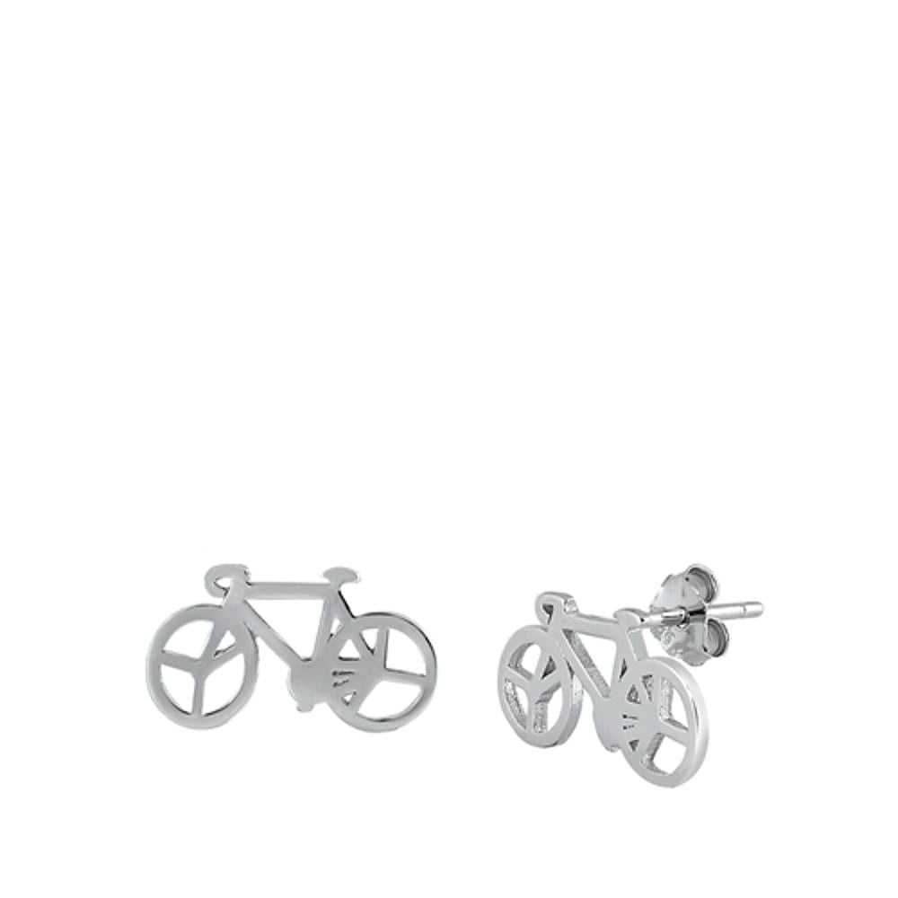 Sterling Silver Mini Bicycle Stud Earrings Dainty Bike Post 925 New ...
