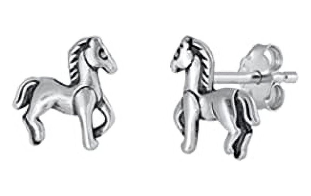 Sterling Silver Mini Prancing Horse Earrings on Posts - Walmart.com