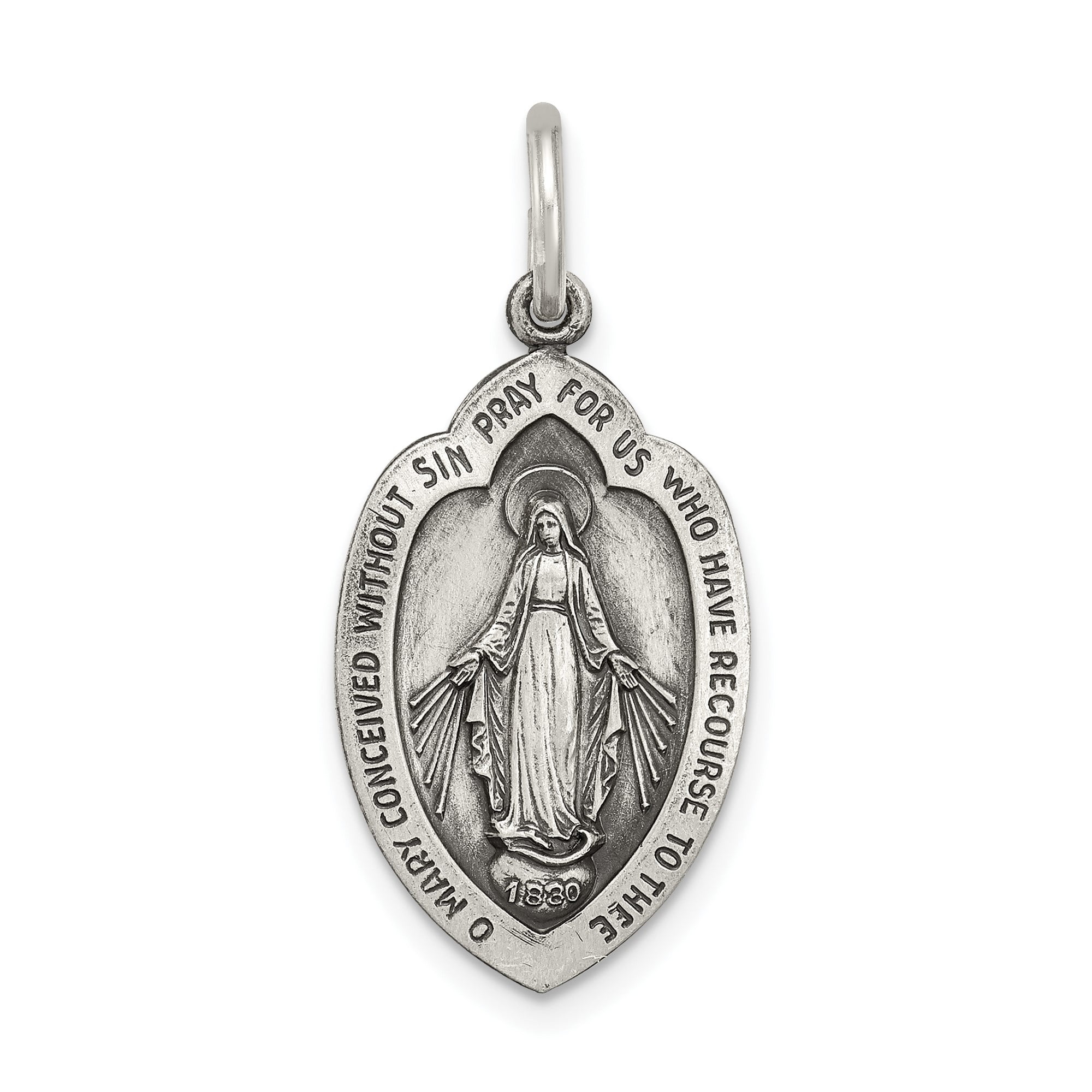 Sterling Silver Miraculous Medal Necklace for Women, Virgin Mary ...
