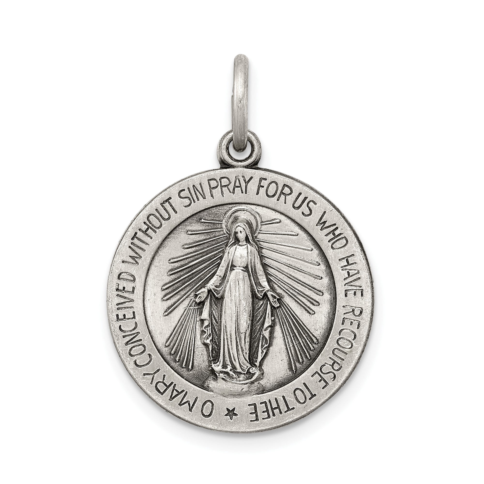 Sterling Silver Miraculous Medal Pendant Necklace for Women, Virgin ...