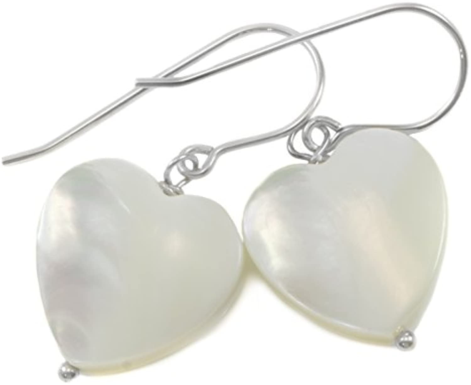 Sterling Silver Earrings White Heart Shaped MOP Dainty Simple Drops ...