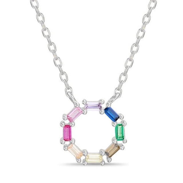 Sterling Silver Multi-Color CZ Open Circle Necklace - Walmart Business ...