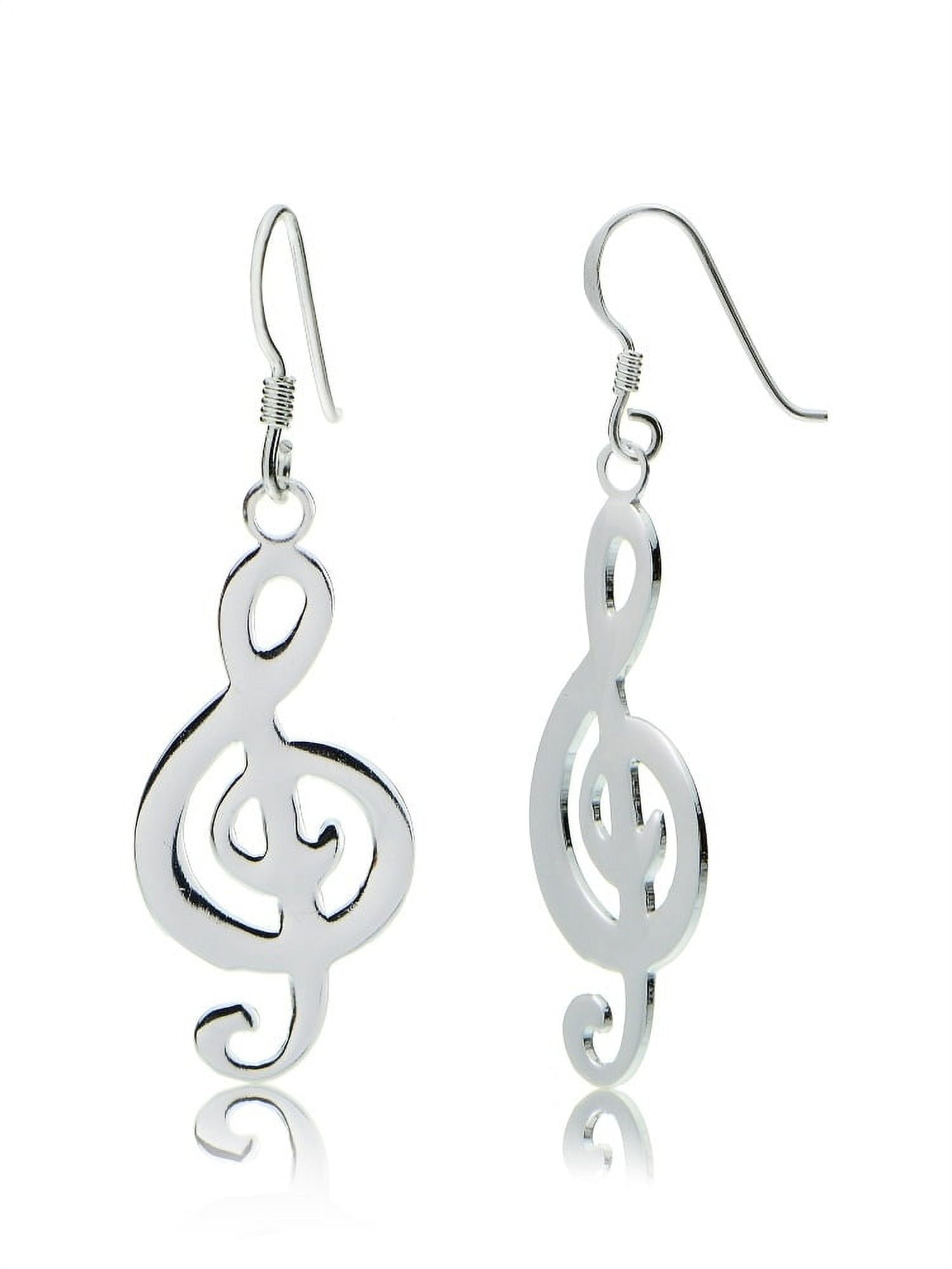 Sterling Silver Musical Note Polished Earrings - Walmart.com