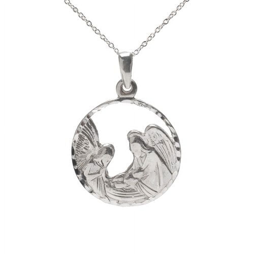 Sterling Silver Nativity Scene Baby Jesus Baptism Medallion Pendant ...